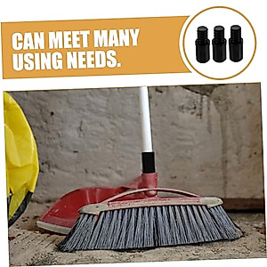 Cabilock 3pcs Mop Head Whisk Broom Handle Threaded End Threaded Handle Tips Handle Tips for Extension Poles Push Broom Handle Threaded Tip Repair Kit Tips for Handle Connector Plastic Black