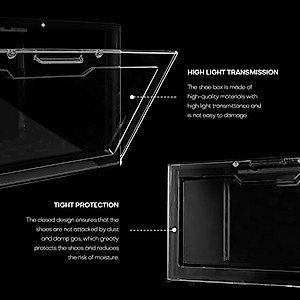 Boshen 1 Pack LED Shoe Display Cases with Voice Control Stackable Extra Large Sneaker Storage Box Magnetic Drop Side Shoe Collection Organizer for Mens 13.5 & Womens 14