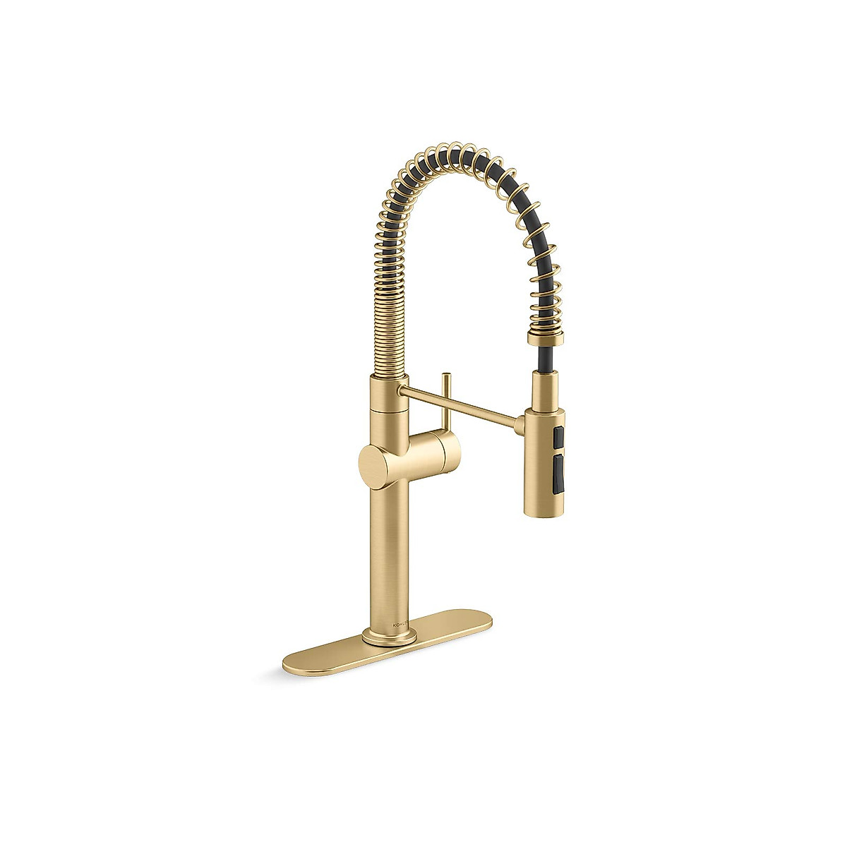 KOHLER 22973-2MB Crue High-Arc Kitchen Faucet with Pull Down Spring Spout, Professional Pre-Rinse Kitchen Faucet, Commercial Faucet, Vibrant Brushed Moderne Brass
