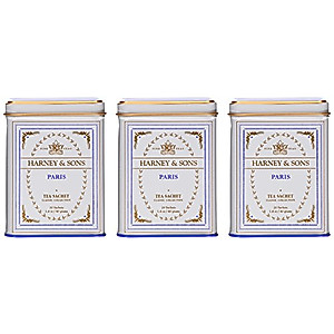 Harney & Sons Paris Black Tea Sachet Collection, All Natural - Classic Tin of 20 Sachets, 1.4 Ounce 20 Count (Pack of 3)
