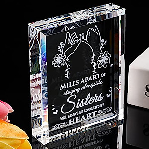 Movdyka Sisters Birthday Gifts from Sister Brother, Laser Engraved Crystal Keepsake Paperweight, Unique Personalized Paper Weight Anniversary Remembrance as Christmas Present