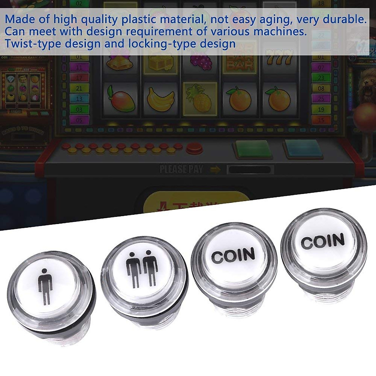 Arcade Buttons 4 × LED Arcade Button Kit Part 1 Player + 2 Player + LED Buttons DIY Arcade Push Buttons Player Single Double for Arcade Machine Arcade Games