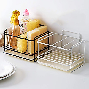 Kaxich Kitchen Sponge Holder Sink Organiser Caddy Dishwashing Liquid Soap Brush Towel Drainer Rack Bathroom Storage