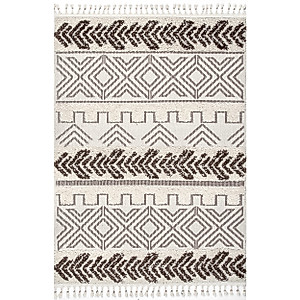 nuLOOM Zuri Shaggy Banded Tribal Area Rug, 4x6, Brown
