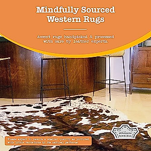 Natural Cowhide Rug - Tricolor Cowhide Area Rug for Bedroom & Living Room - Luxury Cowhides Modern Accent Rug - Genuine Leather with Real Animal Fur, Cow Hide Medium Tricolor, 6 x 8 Feet
