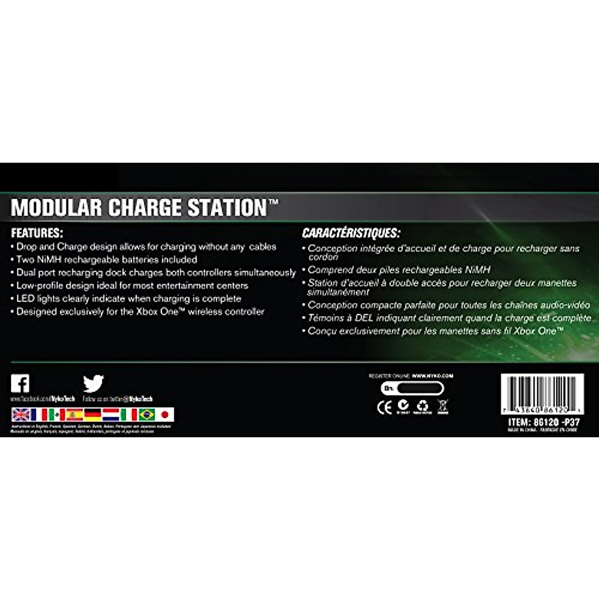 Nyko Modular Power Station - 2 Port Power Station with 2 Rechargeable Batteries for Xbox One