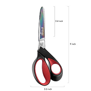 LIVINGO Industrial Scissors Heavy Duty: 9" Professional Multipurpose Shears Sharp Stainless Steel - Forged Titanium Coated Scissors for Fabric Sewing Carpet Craft Workshop Outdoor Home Office