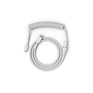 GLORIOUS Coiled Keyboard Cable – Coiled USB C Cable Artisan Braided Cables for Mechanical Gaming Keyboard Coiled Cable - Custom Keyboard Cable (White)