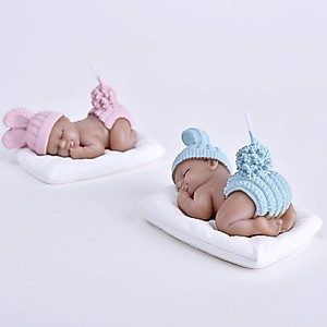 iLikePar Birthday Candle Brown Sleeping Baby Cake Topper Candle for Party Baby Shower and Wedding (Blue)