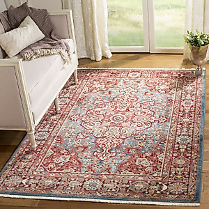 SAFAVIEH Kashan Collection Area Rug - 8' x 10', Blue & Red, Traditional Oriental Design, Non-Shedding & Easy Care, Ideal for High Traffic Areas in Living Room, Bedroom (KSN305A)