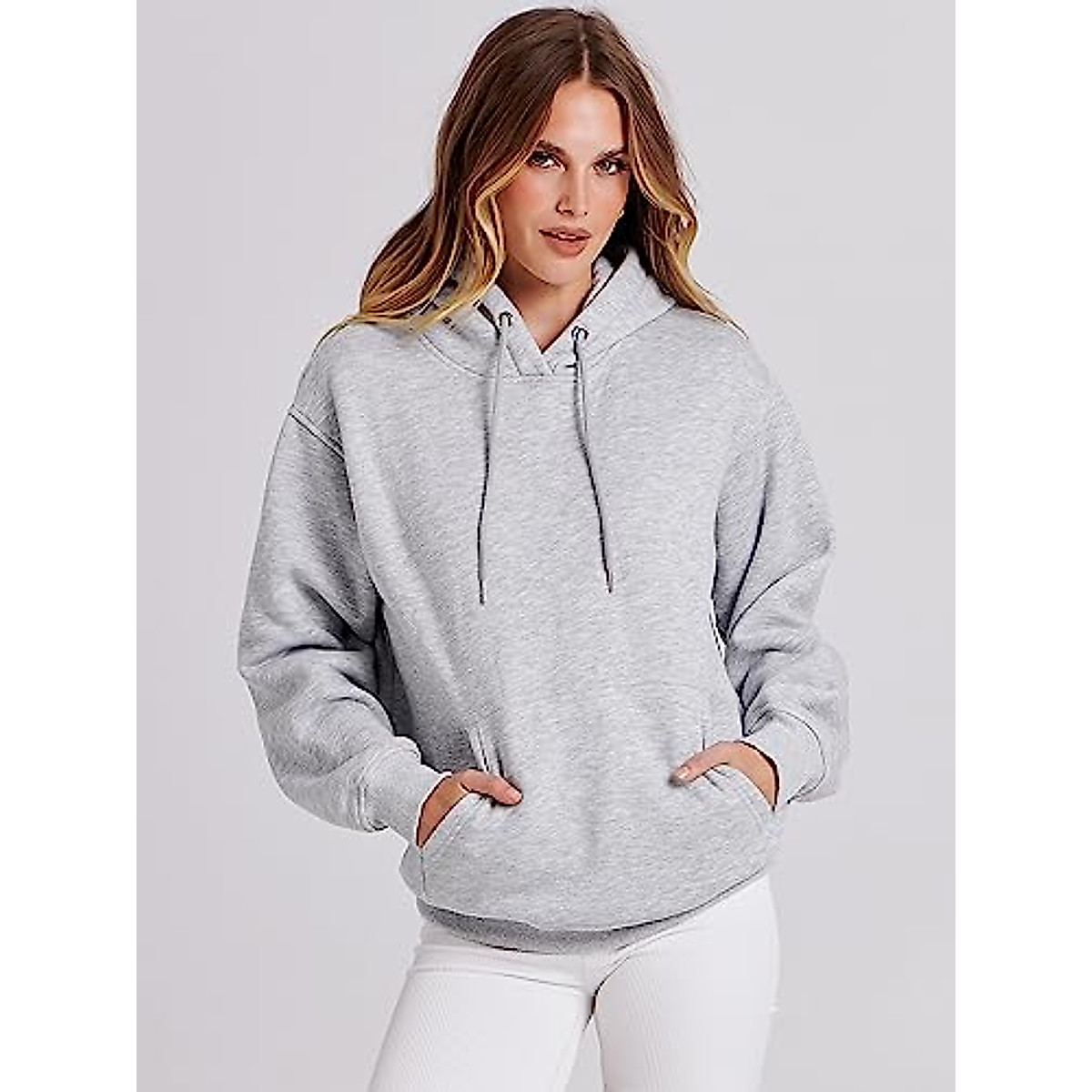 ANRABESS Women's Oversized Hoodies Fleece Casual Pullover Drawstring Long Sleeve Hooded Sweatshirts 2023 Fall Fashion Clothes Trendy Y2k Outfits for Teen Girls A1072huahui-S Heather Gray