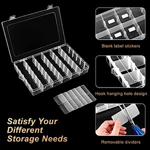 Mauproy 18 Grids Large Plastic Organizer Box with Adjustable Dividers, Clear Compartment Storage Container Tackle Box with Label Stickers for Beads, Crafts, Jewelries, Tools
