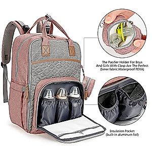 MOMIGO Baby Diaper Backpack - Large Capacity Water-Resistant Nappy Bag with Stroller Straps & Pacifier Case, Unisex and Stylish Travel Backpack&Outdoor Bag (Pink)