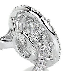 Solid Gold Handmade Engagement Ring 3 CT Oval Cut Moissanite Diamond Double Halo Bridal Wedding Ring for Anniversary Propose Gift (18K Solid White Gold)