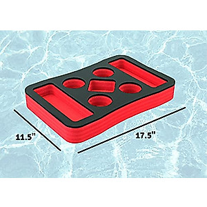 Polar Whale Floating Spa Hot Tub Bar Drink and Food Table Red and Black Refreshment Tray for Pool or Beach Party Float Lounge Durable Foam 7 Compartment UV Resistant