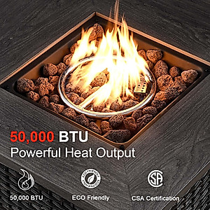 HUMMUH 7 Piece Patio Furniture with Fire Pit 30in 55,000 BTU,PE Wicker Outdoor Conversation Sets - Couch,Patio Swivel Chairs and Ottomans,Side Table for Porch,Garden,Backyard