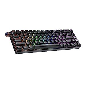 Geeky GK65 65% | Hot Swappable Mechanical Gaming Keyboard | 68 Keys Multi Color RGB LED Backlit for PC/Mac Gamer | ANSI US American Layout (Black, Mechanical Brown)