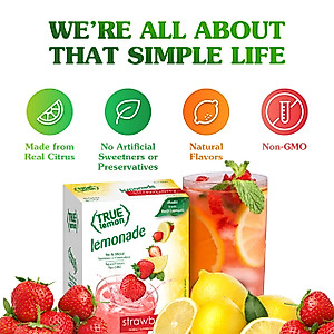 True Lemon Strawberry Lemonade Water Enhancer Drink Mix (30 Count), Low Calorie Drink Mix Packets for Water, Powdered Drink Mixes & Flavorings, Individual Drink Packets, Water Flavor Packets with Stevia