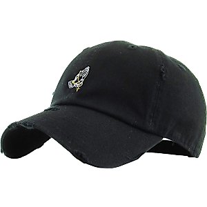 KBSV-061 BLK Praying Hands Rosary Dad Hat Baseball Cap Unconstructed Polo Style Adjustable Unisex