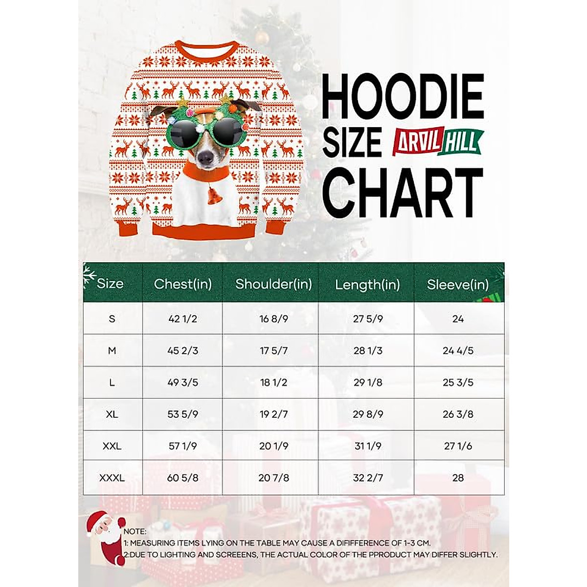 Arvilhill Christmas Mens 3D Printed Party Funny Xmas Sweater Ugly Holiday Long Sleeve Sweatshirt Sunglasses Dog L