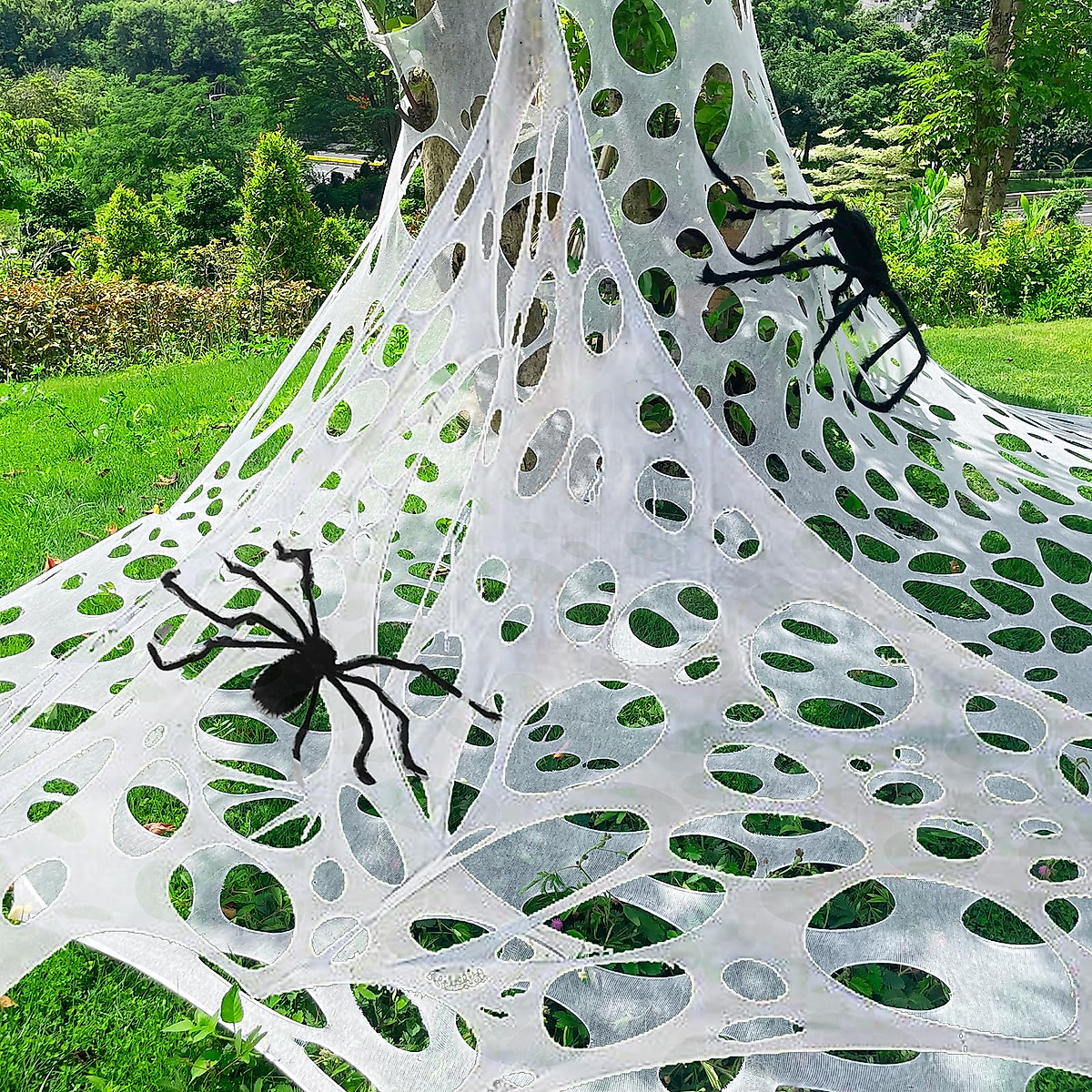 Giant Halloween SPI-der Web, 650sqft Stretchy Beef Netting Halloween SPI-der Web Outdoor Decoration Cut-Your-Own Netting SPI-der Webbing for Halloween Decor, Yard, Roof, Garden