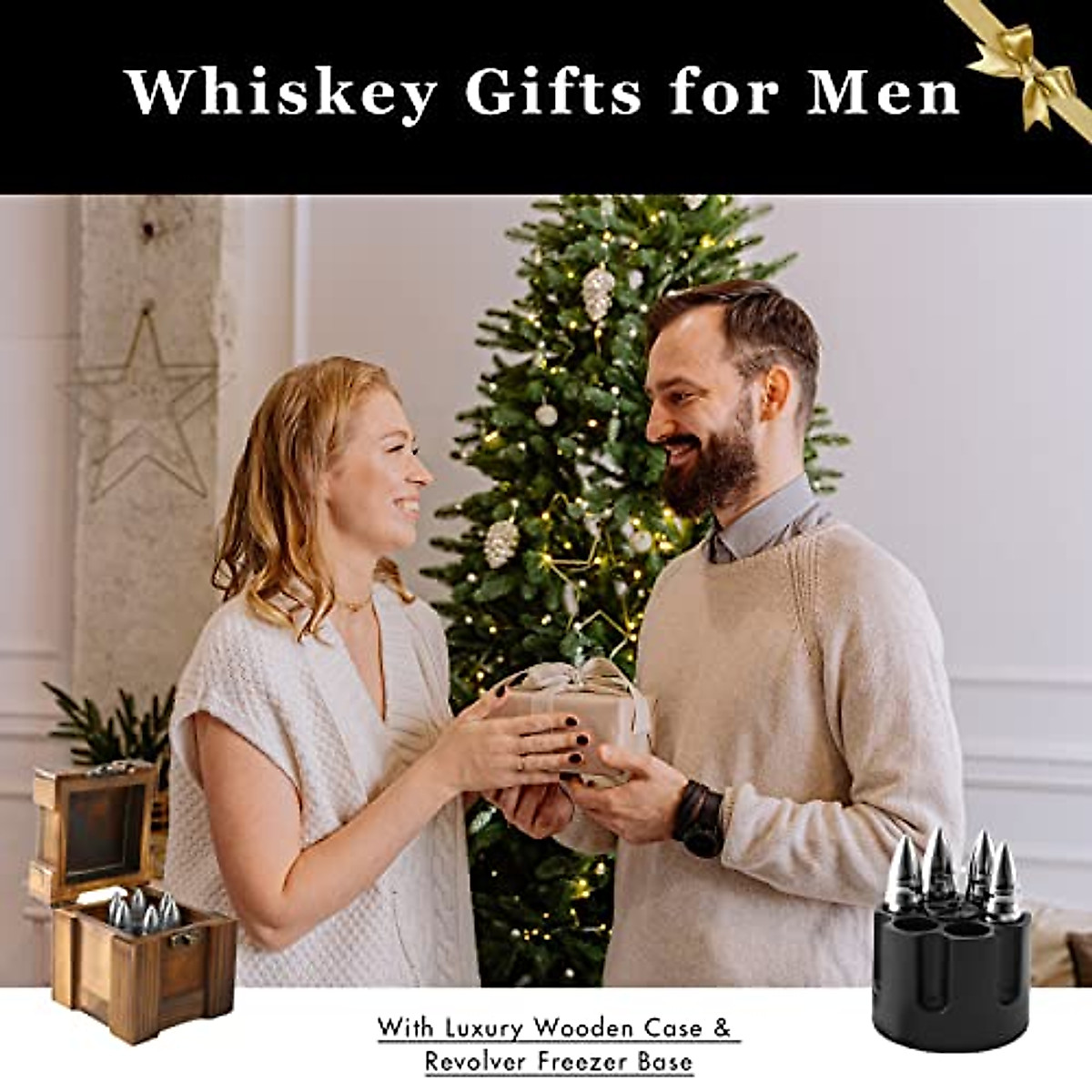Gift for Fathers Day from Daughter Son Wife, Unique Whiskey Stones Bullets for Him Husband Grandpa Brother Anniversary Birthday, Cool Man Cave Gadgets Retirement Presents | Silver