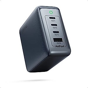 oraimo USB C Charger, HyperGaN 120W Charger, PPS 4-Port Fast Compact Foldable Wall Charger Suitable for MacBook Pro/Air, iPad Pro, Galaxy S22/S21 (Blue)