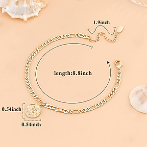Anklets for Women Dainty Zodiac Constellation Waterproof Ankle Bracelet Zodiac Sign Disc Taurus Anklet 14k Gold-Plated