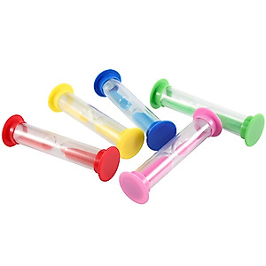 MUKCHAP 30 PCS 3.4 Inch Colorful 1 Minute Sandglass Timer, 5 Colors Plastic Hourglass Timer, Mini Sand Clock Timer, Time Management Game, Countdown Toy, Yellow, Red, Blue, Green, Pink