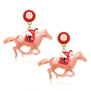 Horse Earrings Funny Kentucky Derby Race Horse Drop Dangle Earrings for Women Western Cute Horse Dangling Earrings Jewelry Gift for Horse Racing Fan