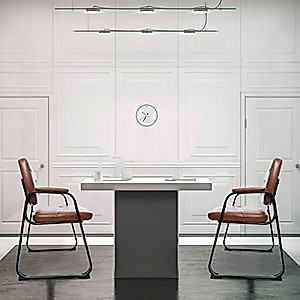 CLATINA Reception Chair with Sled Base and Bonded Leather Padded Armrests, Modern Style Guest Chair for Office Meeting Waiting Room Conference Desk, Brown (4 Pack)