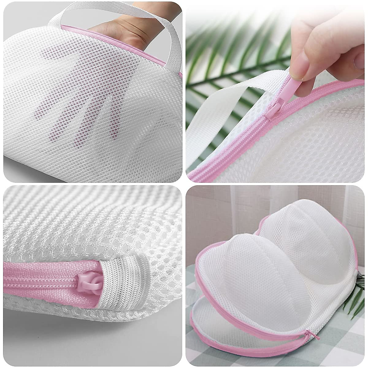Large Bra Washing Bags for Laundry - 4 PCS, Bra Laundry Bags for Washing Machine, Lingerie Bag for Washing Delicates Underwear Brassiere, Bra Washer Protector for Laundry (Large-Pink 4 pack)