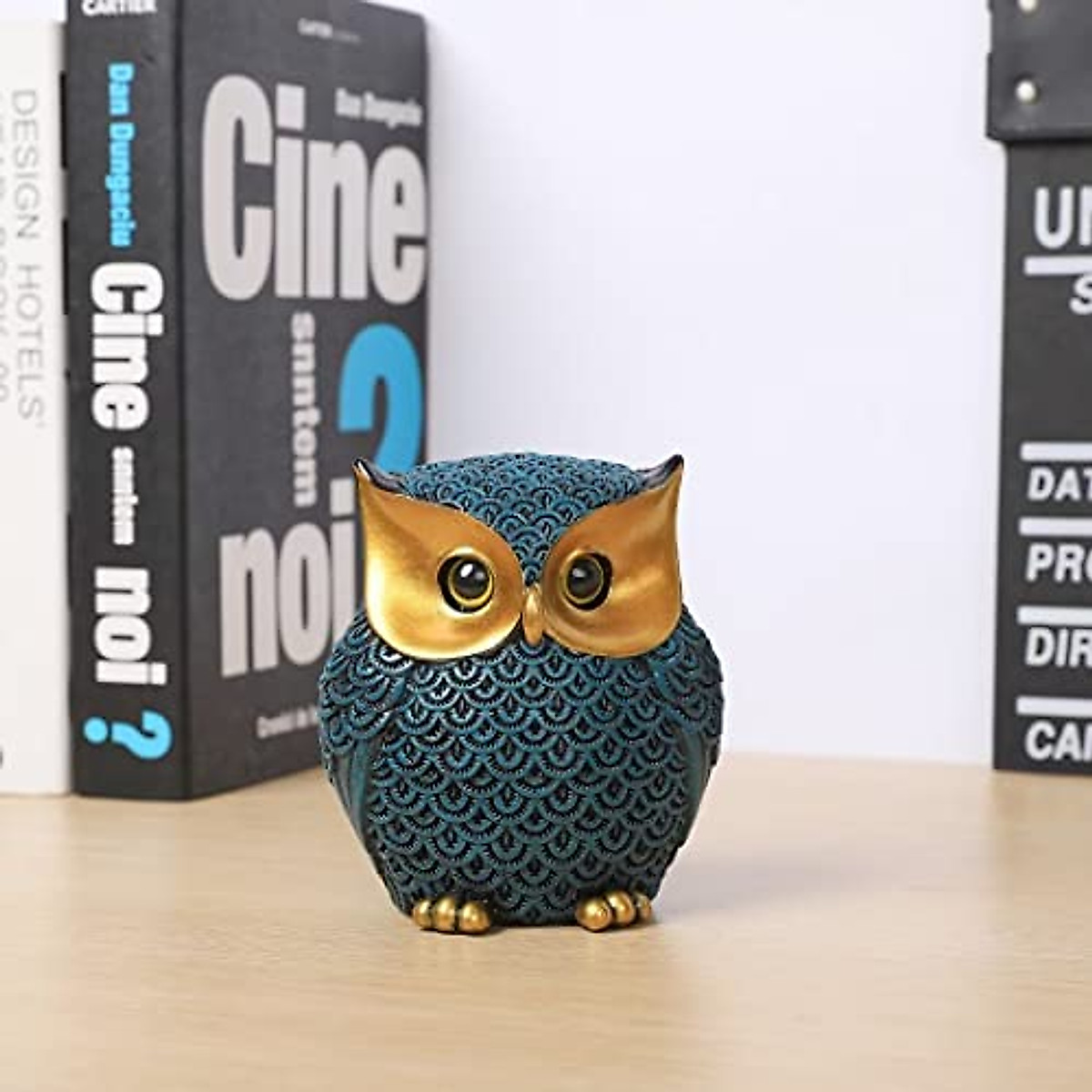 Artpaul Owl Statue Home Decor Accents Small Decor Items for Shelf Owl Figurines Home Decorations for Living Room Office Bedroom, Gifts for Owl Lover (Blue)