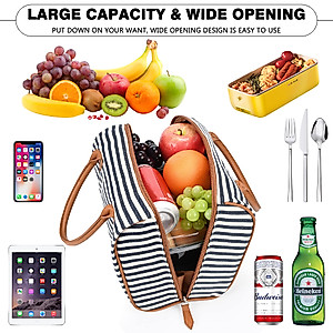 Tirrinia Lunch Bag Women Box Insulated Men Lunchbox Adults, Insulated Bag women Box Freezable Adult Cute Large Tote Cooler, Lunch Women Bag for Work, Picnic, Best Independence Day Gift, Grey