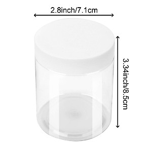 ZOENHOU 30 PCS 8 OZ Clear Plastic Jars with White Lids, Leakproof Food-Grade Storage Refillable Containers Bulks, Spice Sample Slime Jars for Beauty Products, Kitchen Household Jewelry Bead Storage