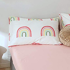 Children Cartoon Rainbow Duvet Cover Set Cotton 100 3 Piece Twin Toddler Bedding Sets for Girls Kids Baby Crib Quilt Cover, Twin