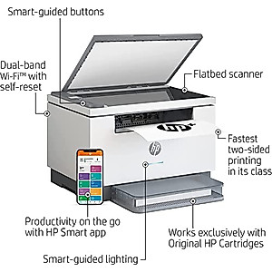 HP Laserjet MFP M234dwe All-in-One Wireless Monochrome Laser Printer - Print Scan Copy - 30 ppm, 600 x 600 dpi, Auto Duplex Printing - WULIC Printer Cable