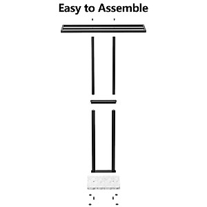 LSK 40 Inch Standing Towel Rack, 3 Tier Towel Holder Stand with Weighted Marble Base for Hanging Multiple Sizes Towels, Freestanding Towel Racks for Bathroom, Black