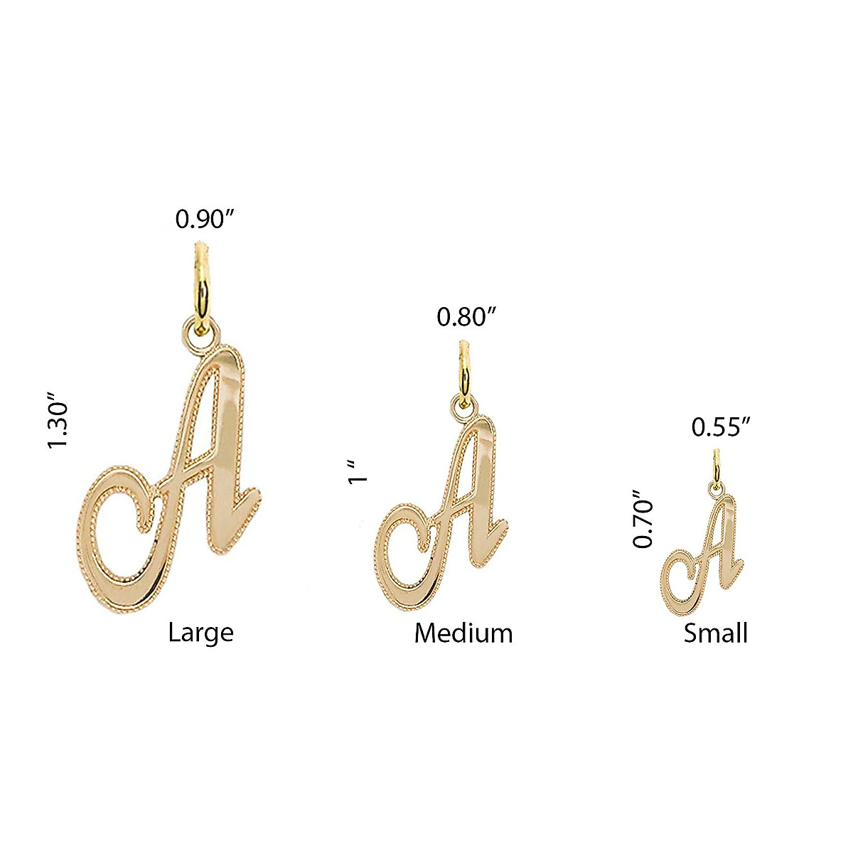 Solid 10k Yellow Gold Personalized Cursive-Style "C" Initial Pendant Necklace (Size MED), 18"
