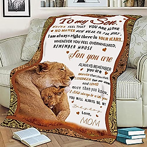 Yutrrpe to My Son Blanket from Mom Gifts for Son from Mom Personalized Throw Blankets Best Son Ever Gifts Birthday Graduation with Positive Encourage Fits Couch Sofa Bedroom Living Room