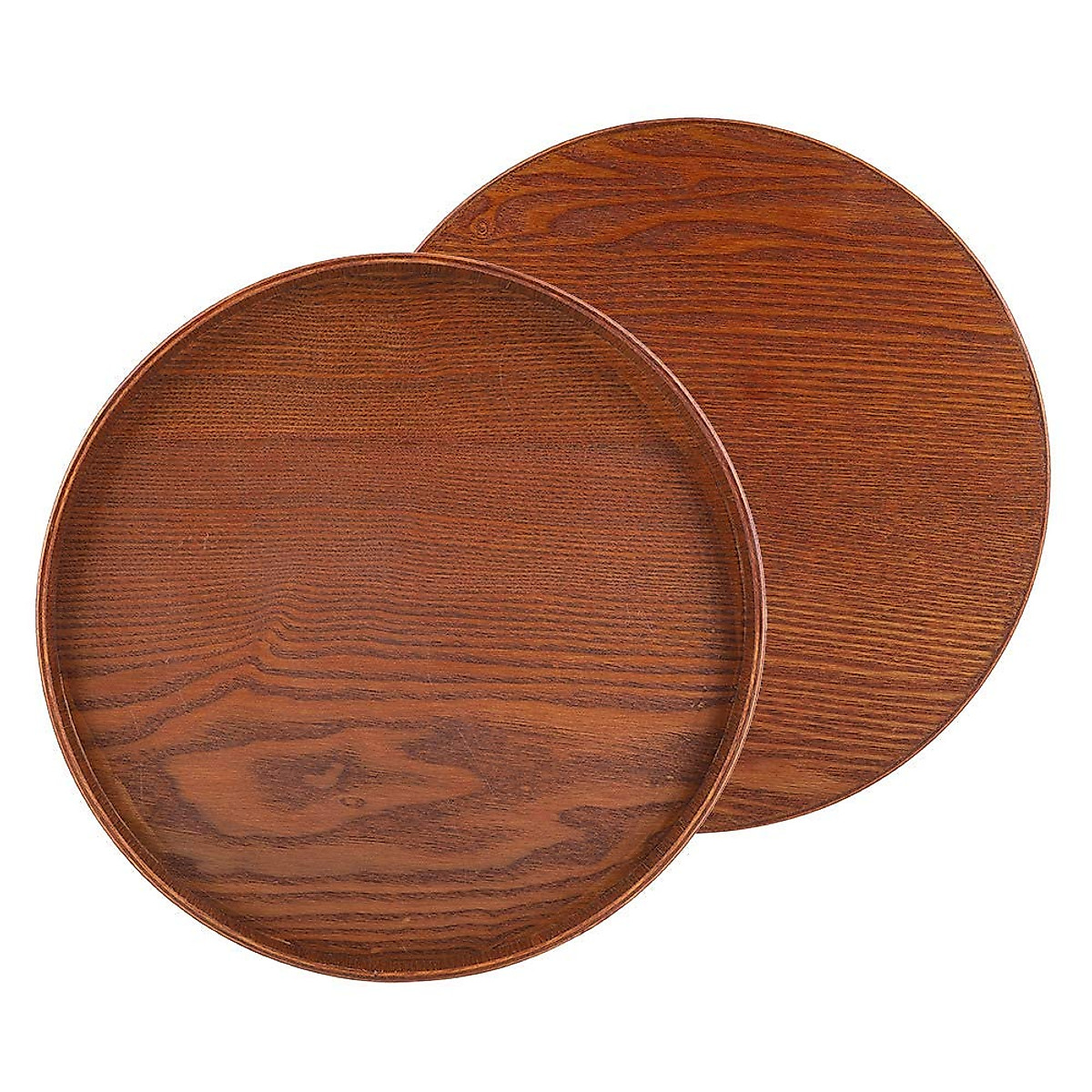 Round Serving Tray, Natural Wood Food Tray for Breakfast, Tea, Coffee Table and Dining Table