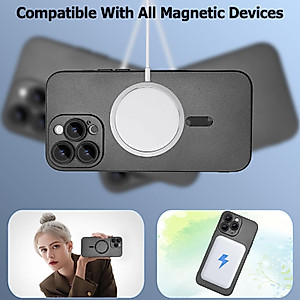 ankofave Magnetic case for iPhone 13 Pro Max Phone Case for Women, Matte Luxury Soft Metallic Luster Design with Camera Lens Protector, Compatible with Magsafe Case for iPhone 13 Pro Max 6.7"-Black