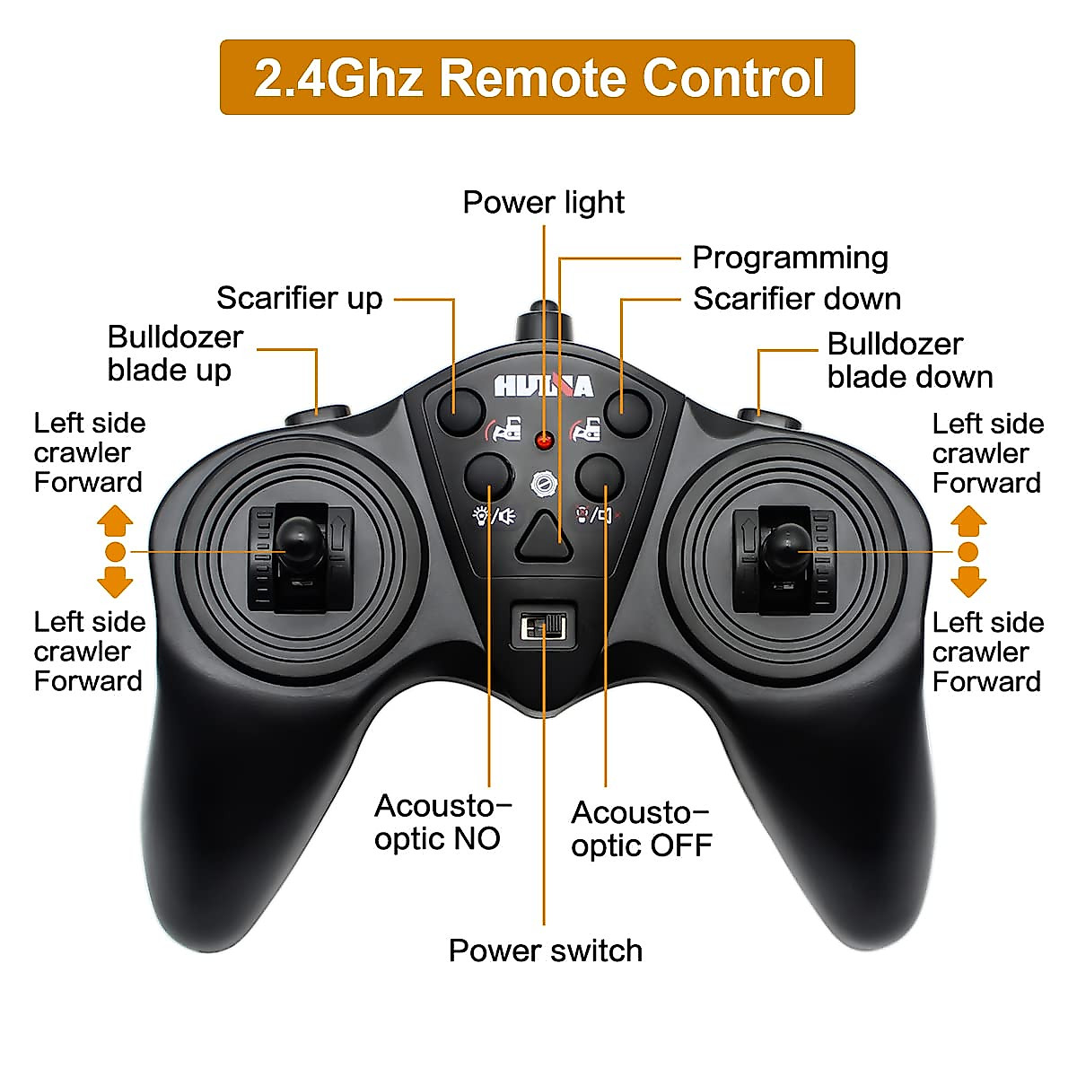 fisca Remote Control Bulldozer RC 1/16 Full Functional Construction Vehicle, 2.4Ghz 11 Channel Dozer Front Loader Toy with Light and Sound for Kids Age 6, 7, 8, 9, 10 and Up Years Old