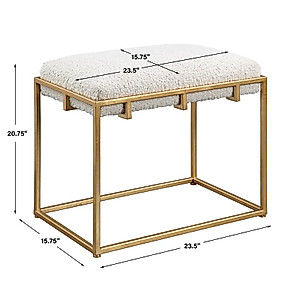 Uttermost Paradox 23 1/2" Wide White Faux Shearling Small Bench