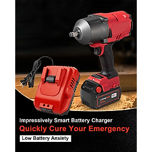 TOMORTOOL 2-Pack 18V 6.5Ah Replacement for Milwaukee M-18 Battery and 1 Charger(red)