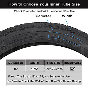 Hapleby 2PCS Premium 16Inch Bike Tubes of Kids, Compatible for 16 Inch x 1.75/1.95/2.10/2.125 Bike Tire, Mountain Bike Inner Tube of Schrader Valve, Come with 2PCS Levers