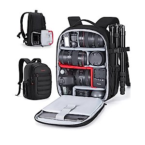 BAGSMART Camera Bag, DSLR SLR Small Camera Backpack Fits 13 Inch Laptop, Anti-theft Photography Backpacks with Rain Cover, Tripod Holder, Black