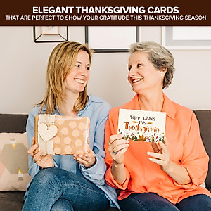 Decorably 40 Pack Foiled & Glittery Happy Thanksgiving Cards with Envelopes & Stickers - 10 Designs with Printed Message Inside Thanksgiving Greeting Cards with Envelopes, 4x6in Thanksgiving Cards Pack