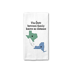 CANARY ROAD Long Distance State Waffle Weave Dish Towel | Personalized Kitchen Towel | Going Away Gift | Personalized Dish Towel | Grandparent Gift
