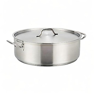Winco Commercial-Grade Stainless Steel Brazier with Lid, 8 Quart